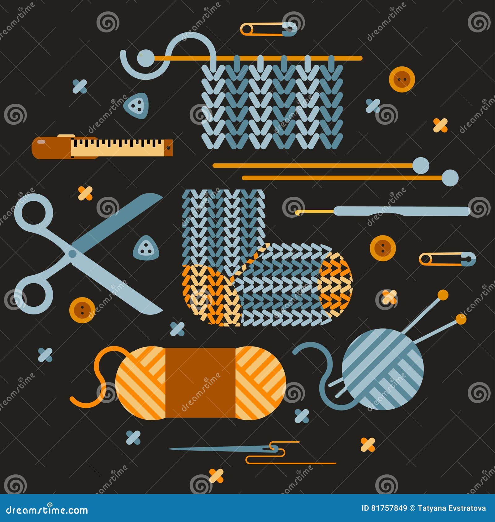 Handmade Knitting Illustration Stock Illustration - Illustration of ...