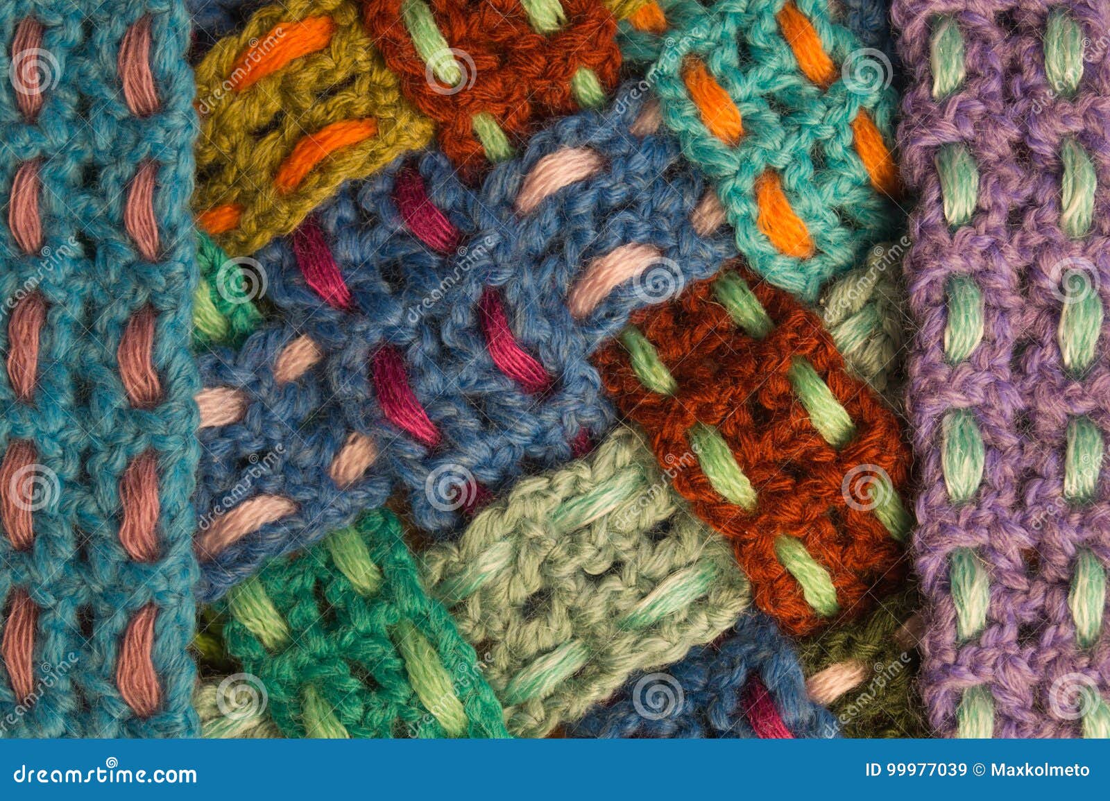 Handmade Knitted Colorful Wool Texture Background Stock Image - Image ...