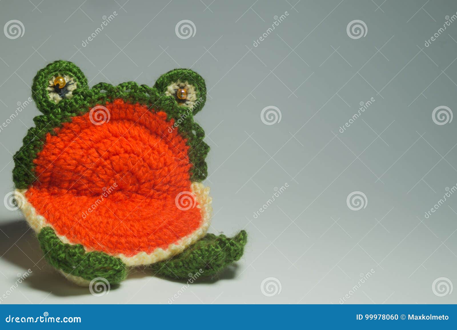 Handmade Knitted Toy Frog Isolated on White Background Stock Photo ...