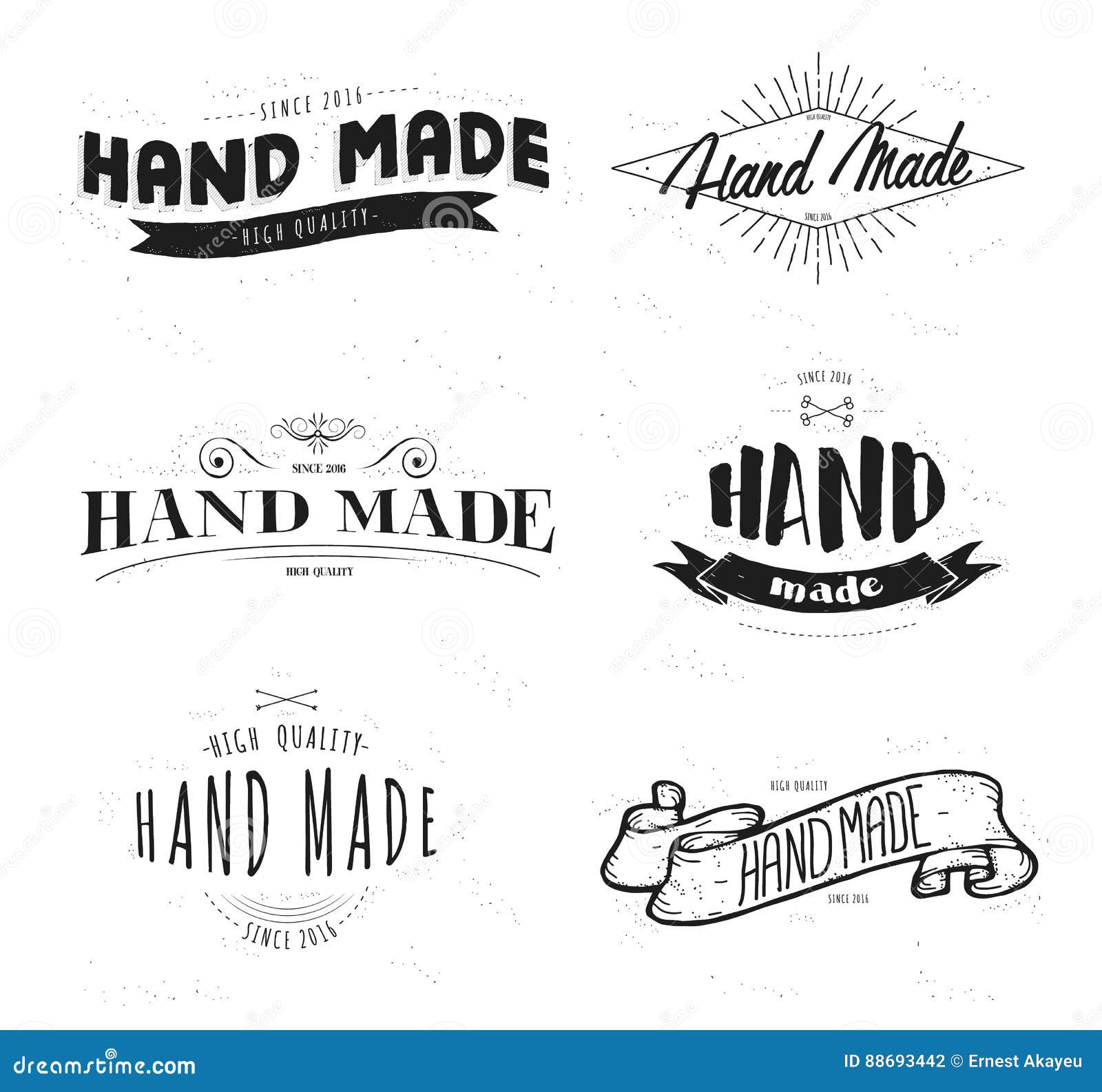 Handmade Label Lettering Set. Stock Vector - Illustration of banner ...