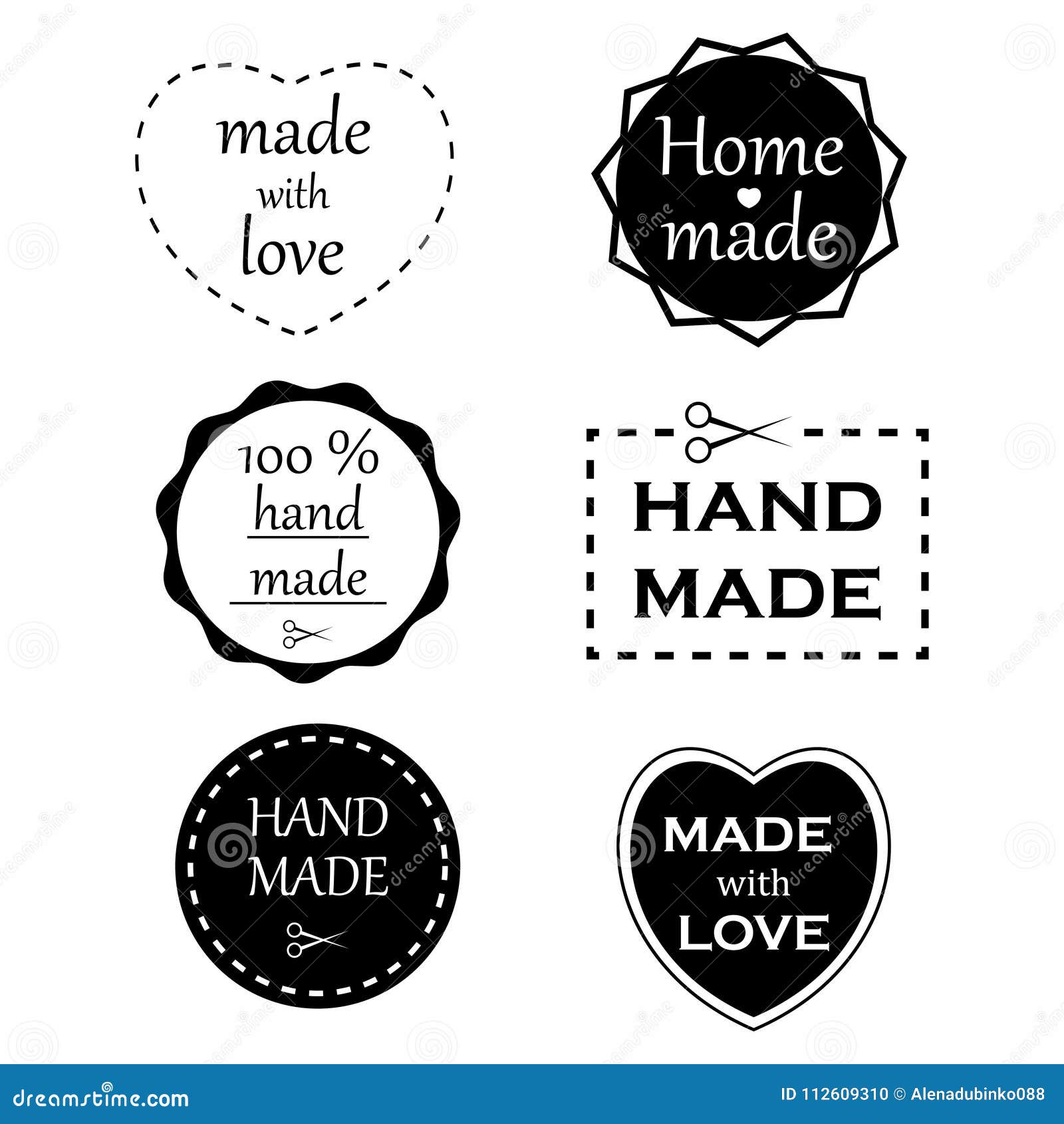 Handmade Labels. Set of Handmade Badges and Logo Elements Stock Vector ...