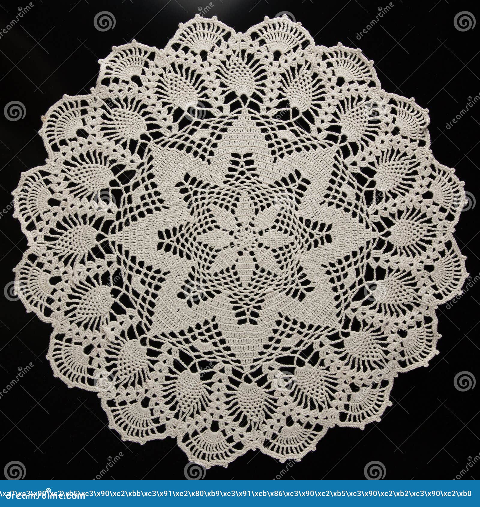 Crocheted Napkins, White Lace on a Black Background Stock Photo - Image ...