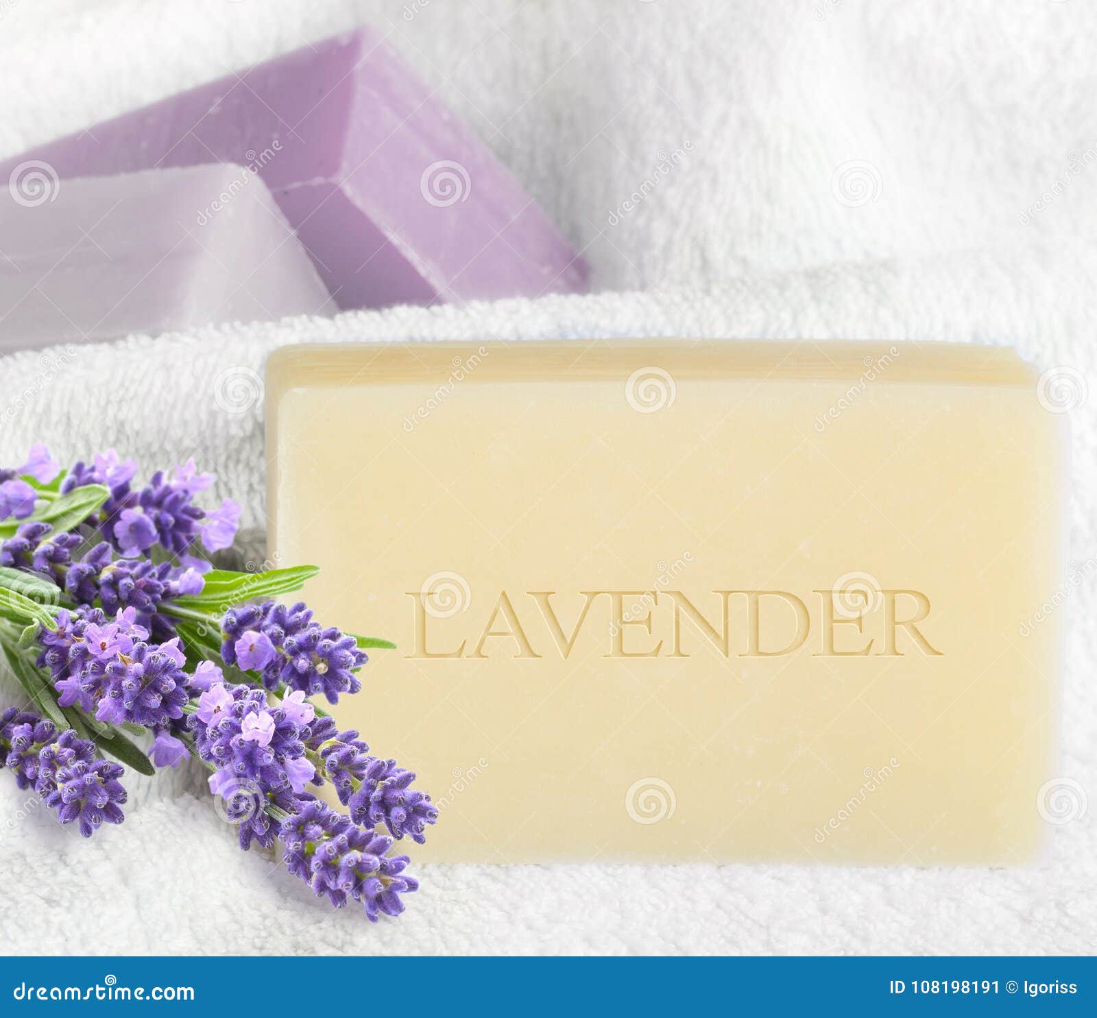 Handmade Lavender Soap Bars Stock Image - Image of towel, craft: 108198191