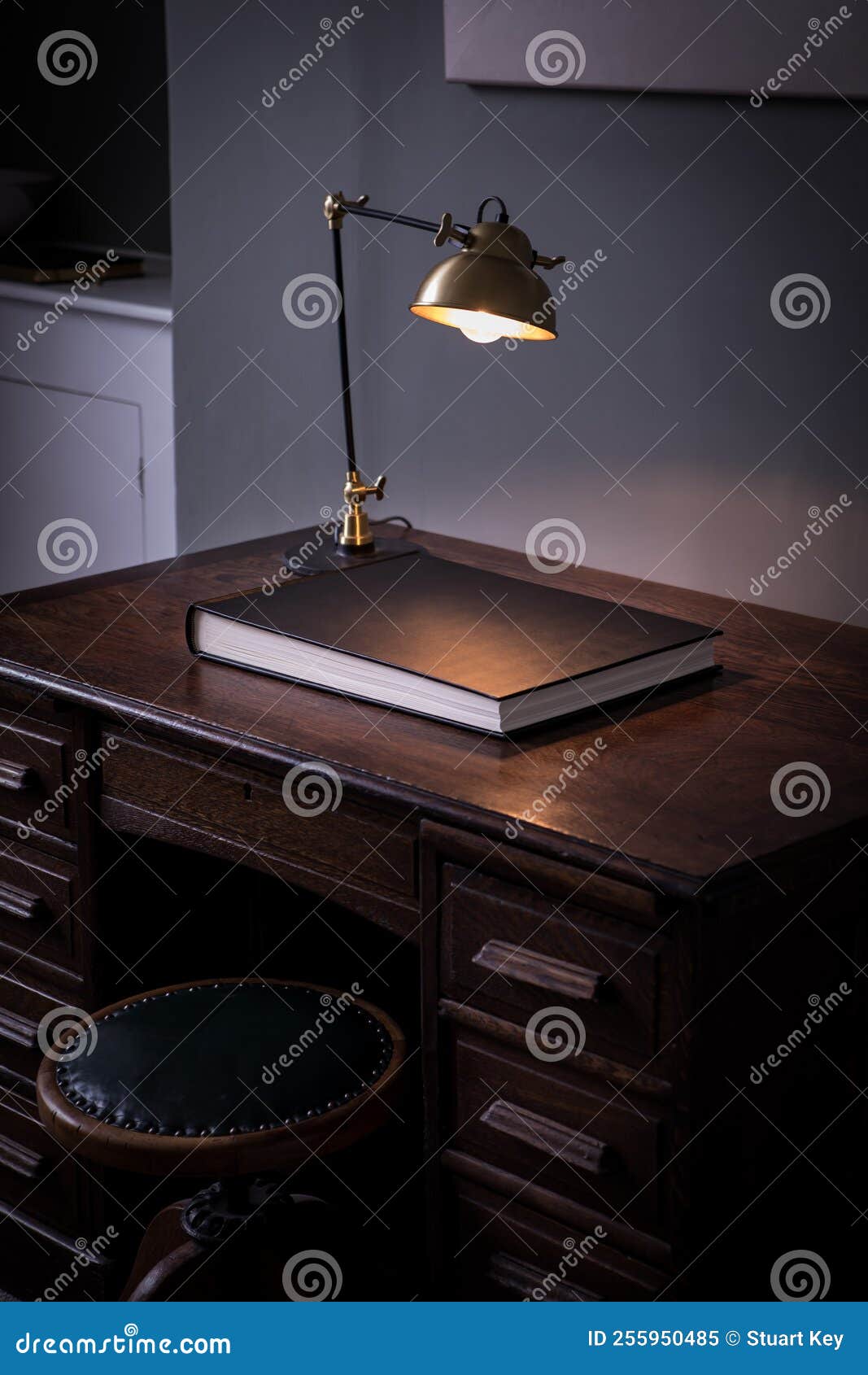 Handmade Leather Bound Book in Study Room Stock Image - Image of room ...