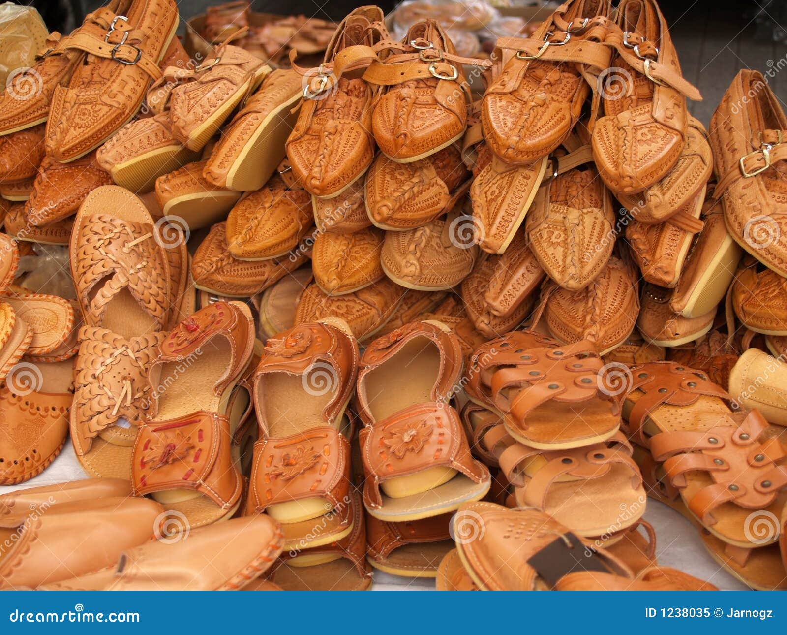Handmade Leather Sandals Market Stall Royalty-Free Stock Photo ...
