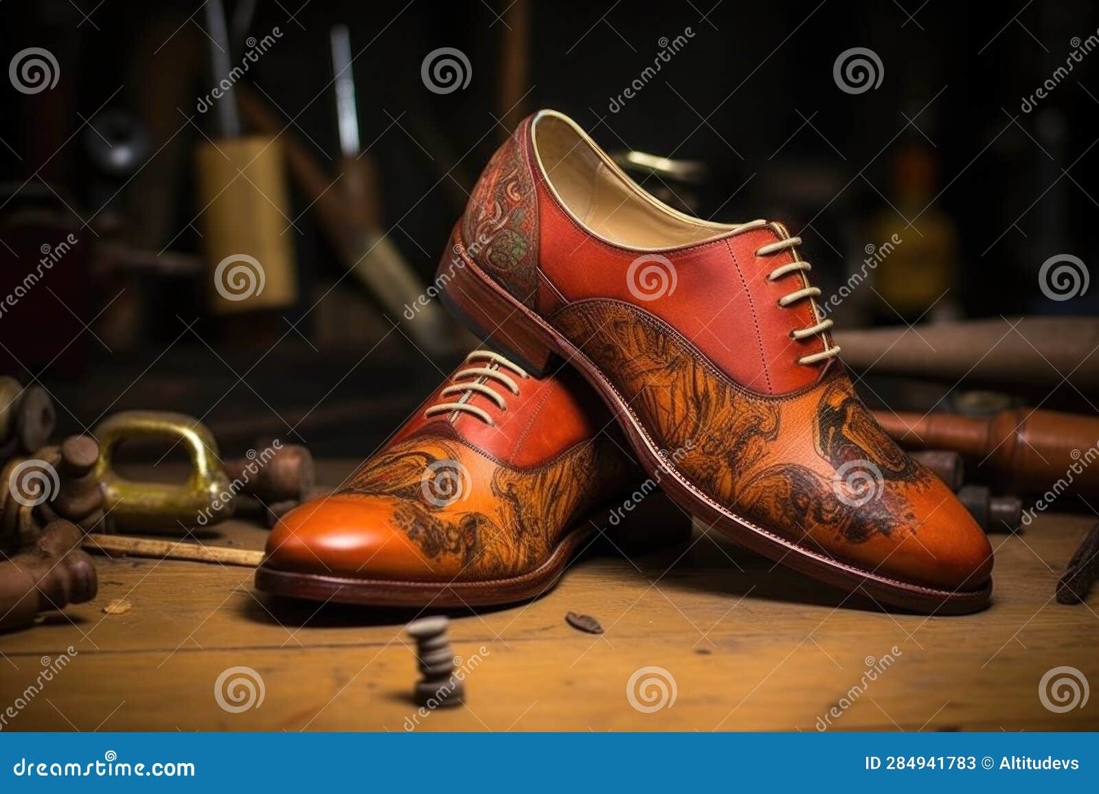 Handmade Leather Shoes Showcasing Craftsmanship Stock Image - Image of ...