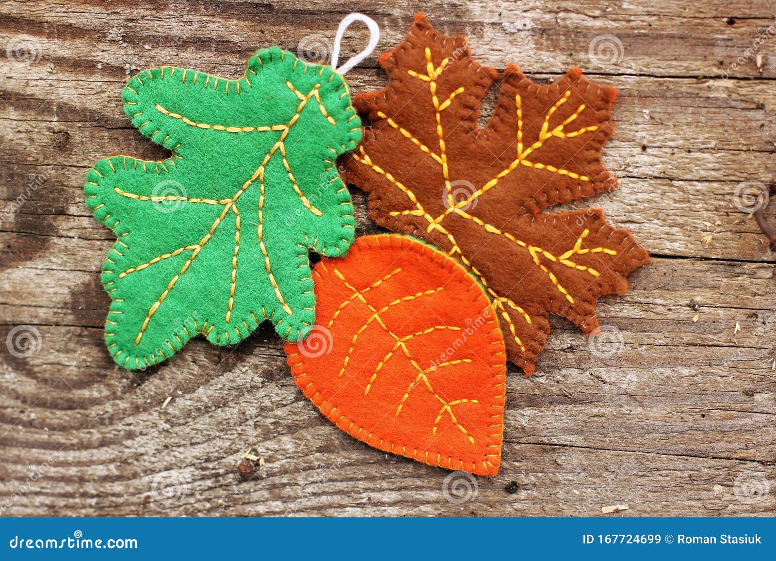 Handmade Leaves on Wooden Background. Autumn Stock Image - Image of ...