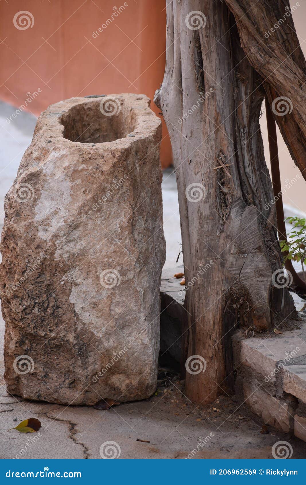 Handmade Limestone Planter stock image. Image of stucco - 206962569