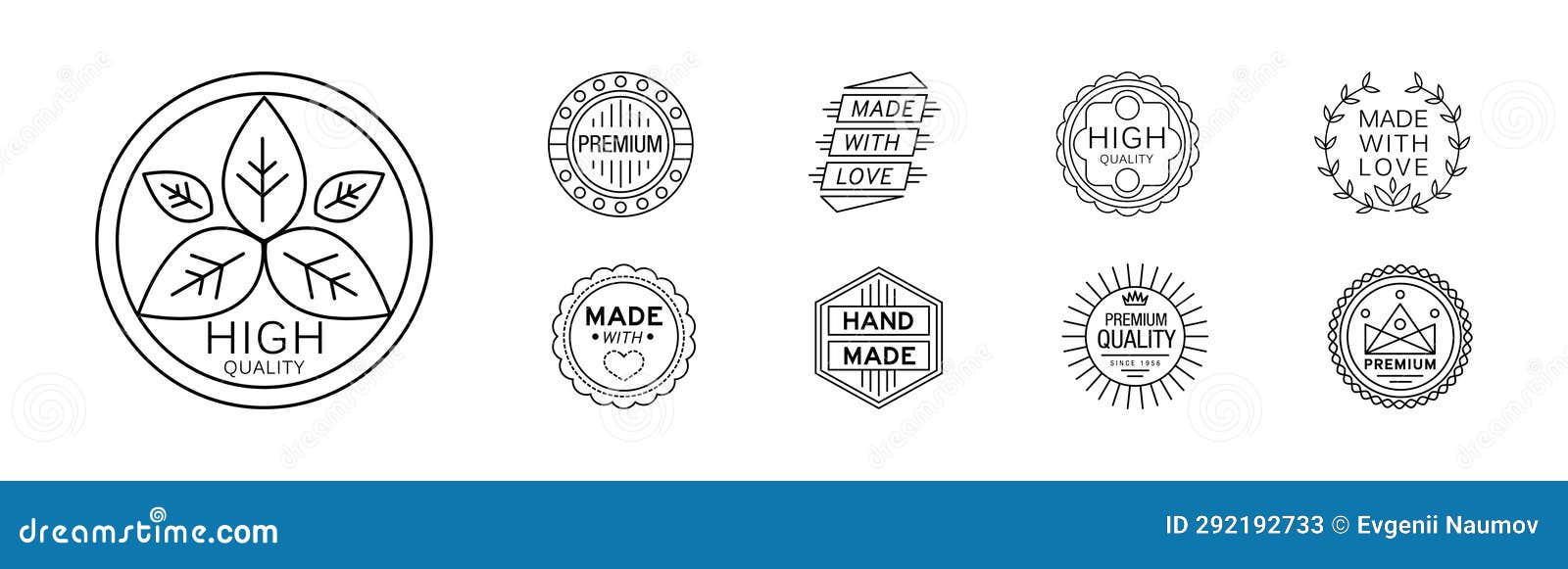 Handmade Line Badge and Labels Elements Vector Set Stock Illustration ...
