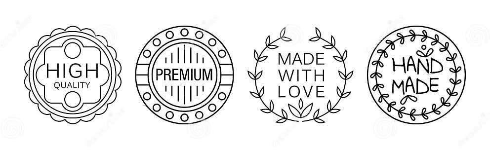 Handmade Line Badge and Labels Elements Vector Set Stock Illustration ...