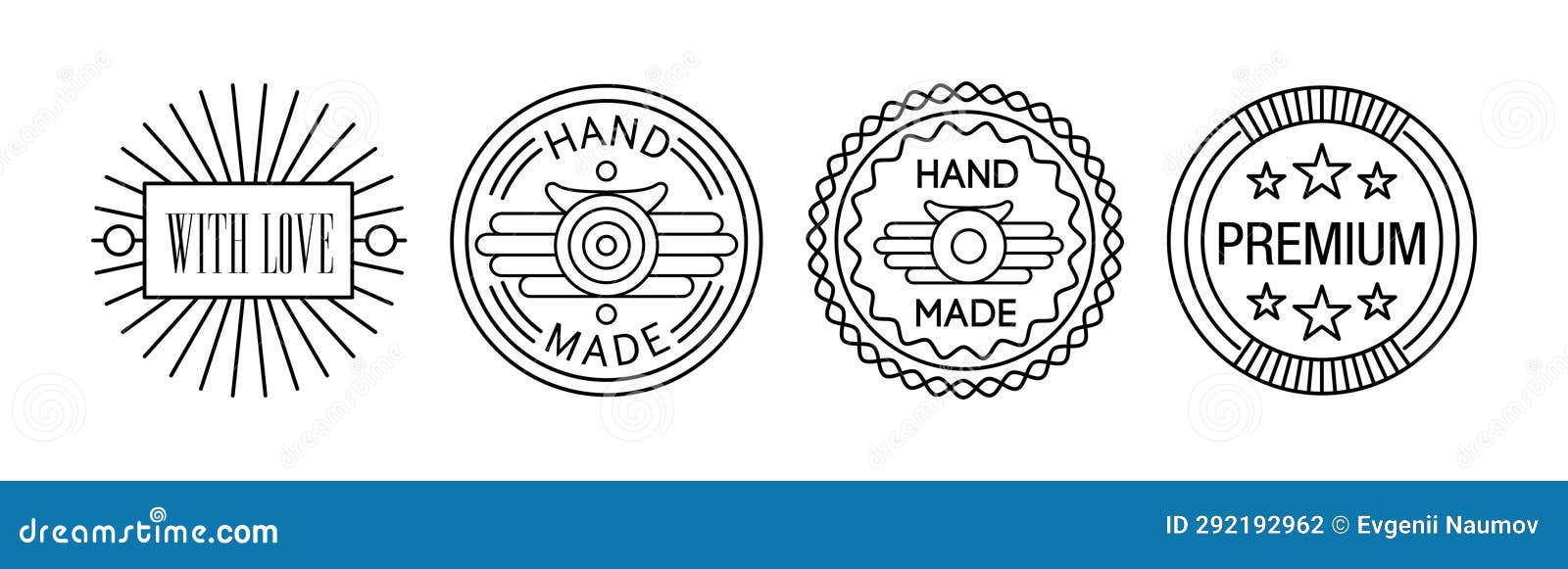 Handmade Line Badge and Labels Elements Vector Set Stock Illustration ...
