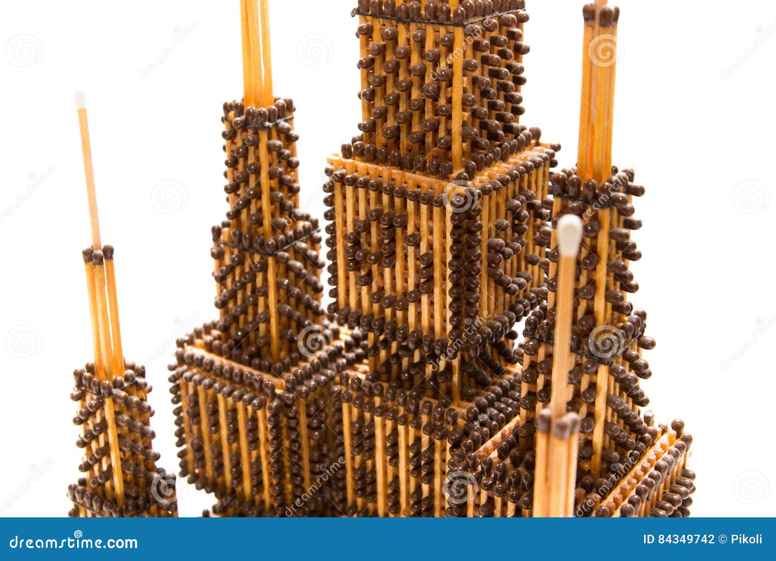 Handmade Matchstick Castle with Clock Stock Photo - Image of castle ...