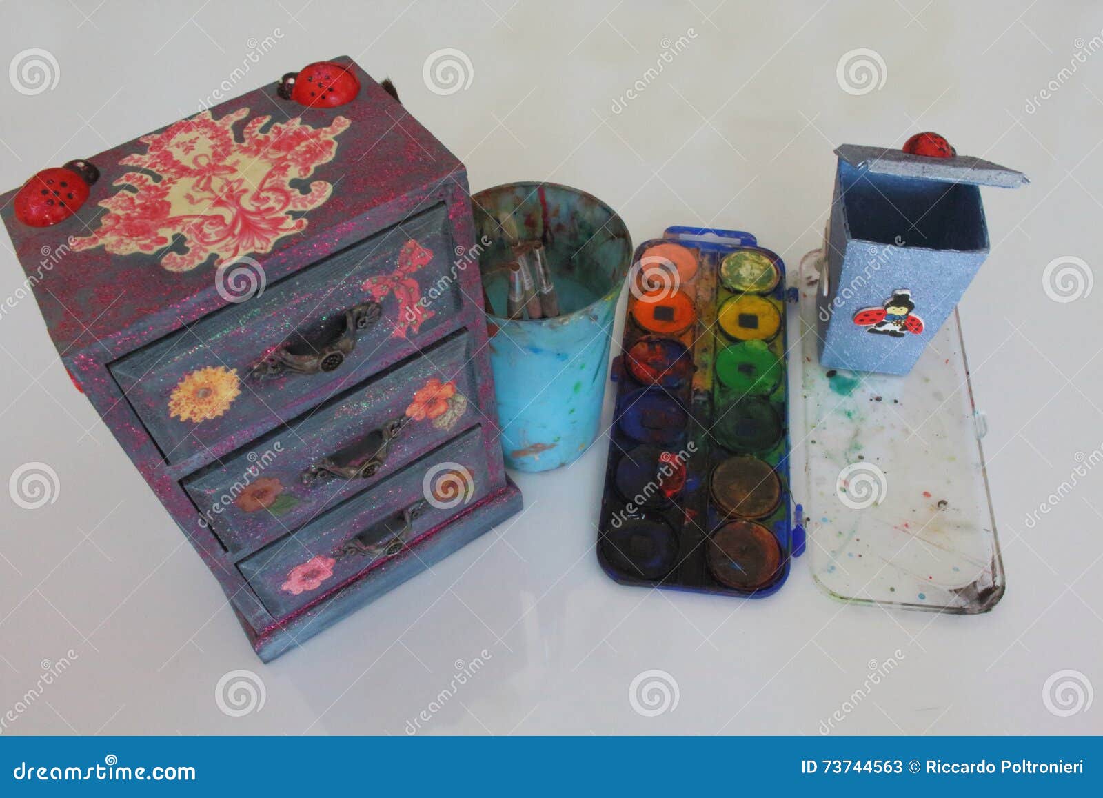 A Handmade Mini Chest of Three Drawers Decoupaged with Floral Vintage ...