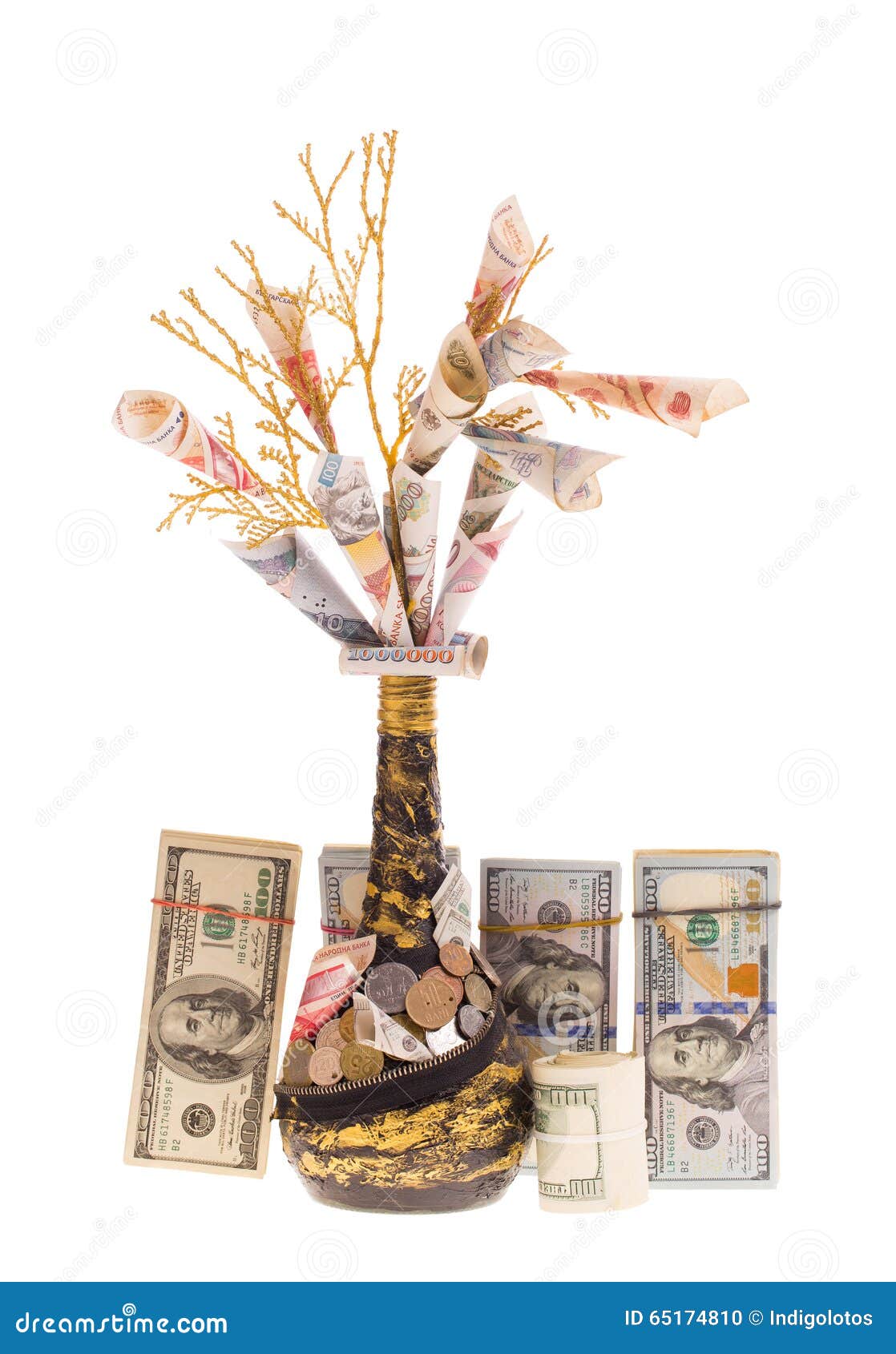 Handmade money tree stock photo. Image of white, banknote - 65174810