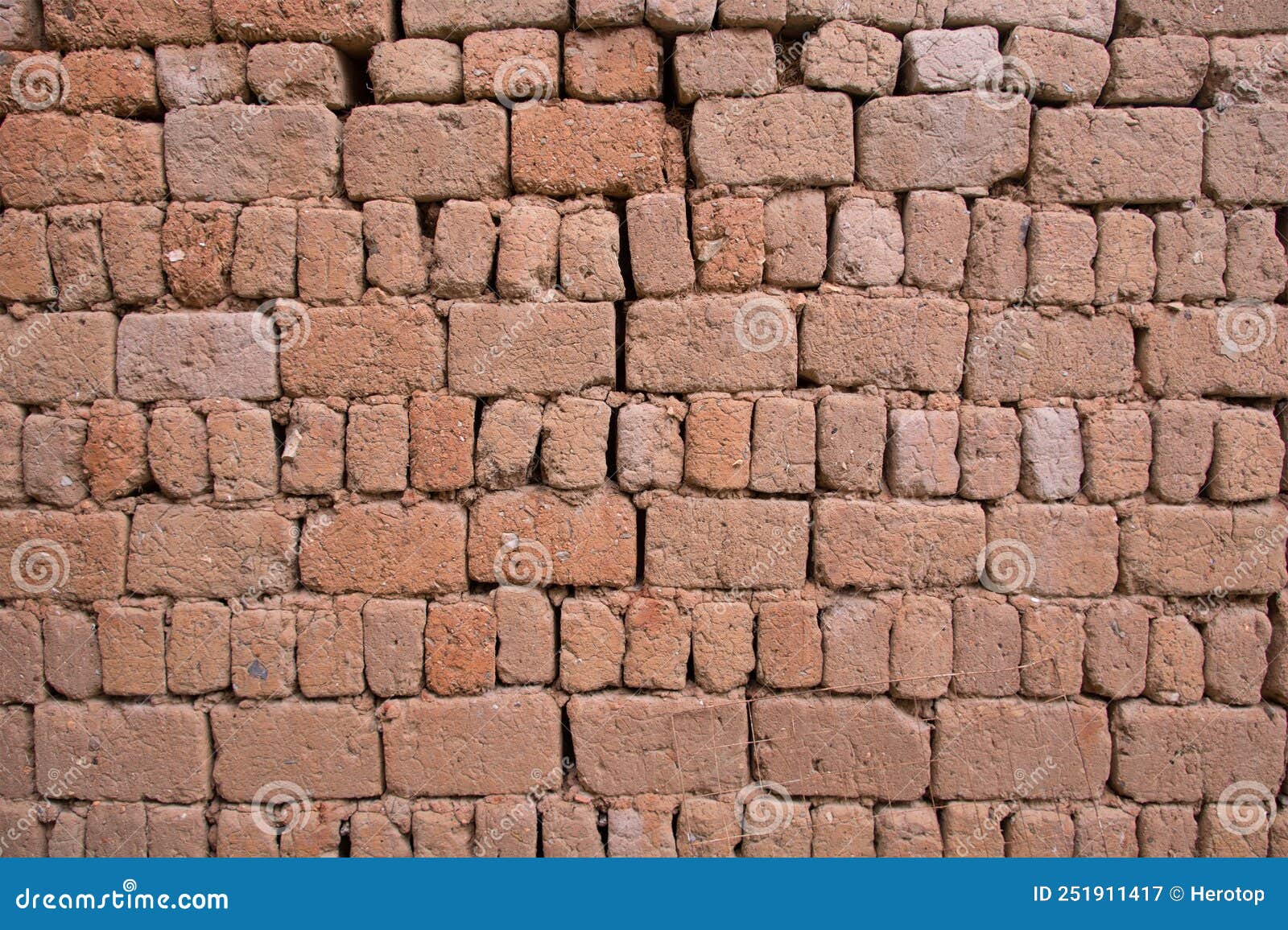 Handmade mud brick wall. stock image. Image of iron - 251911417