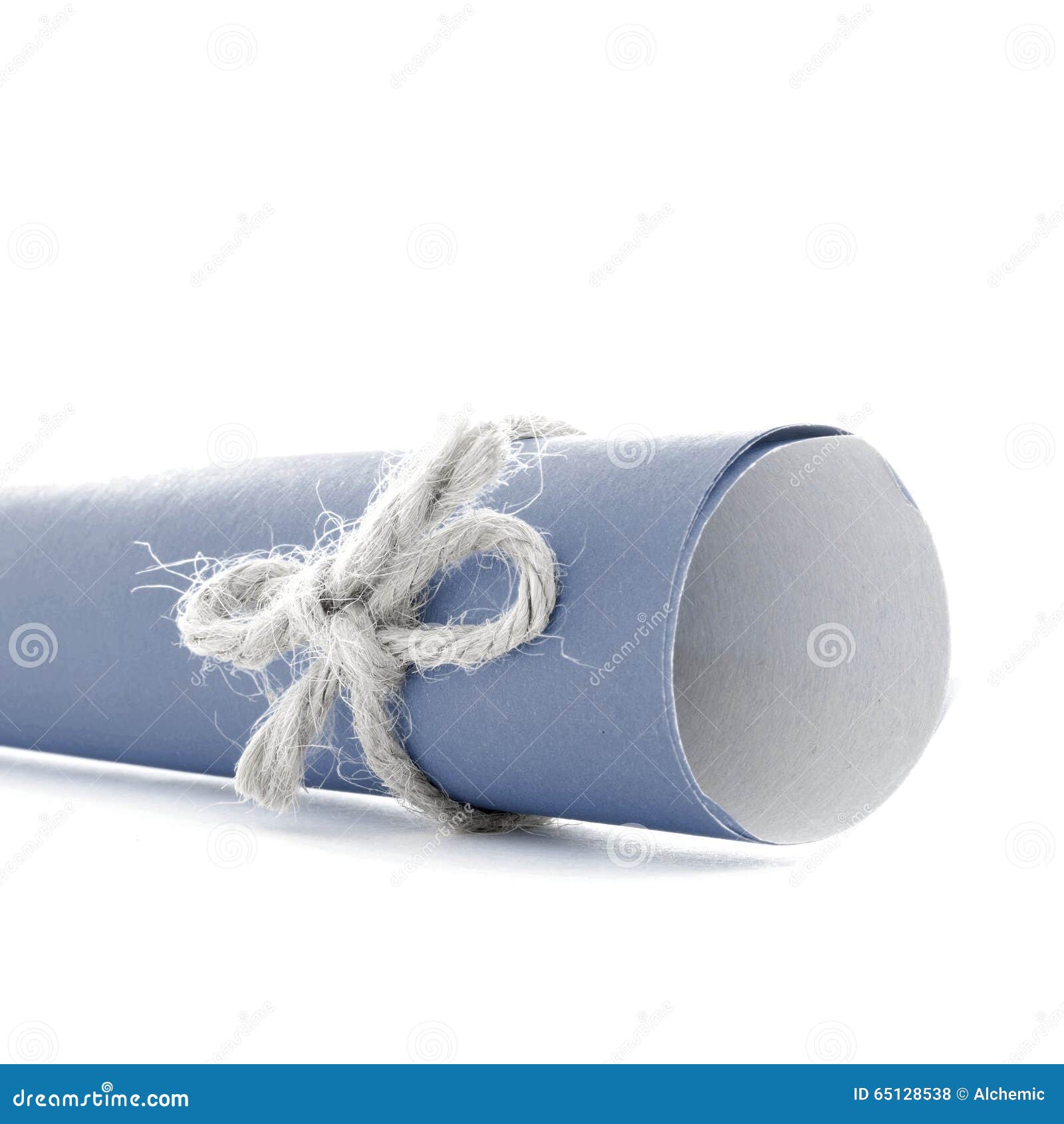 Handmade Natural Rope Node Tied on Blue Message Scroll Isolated Stock ...