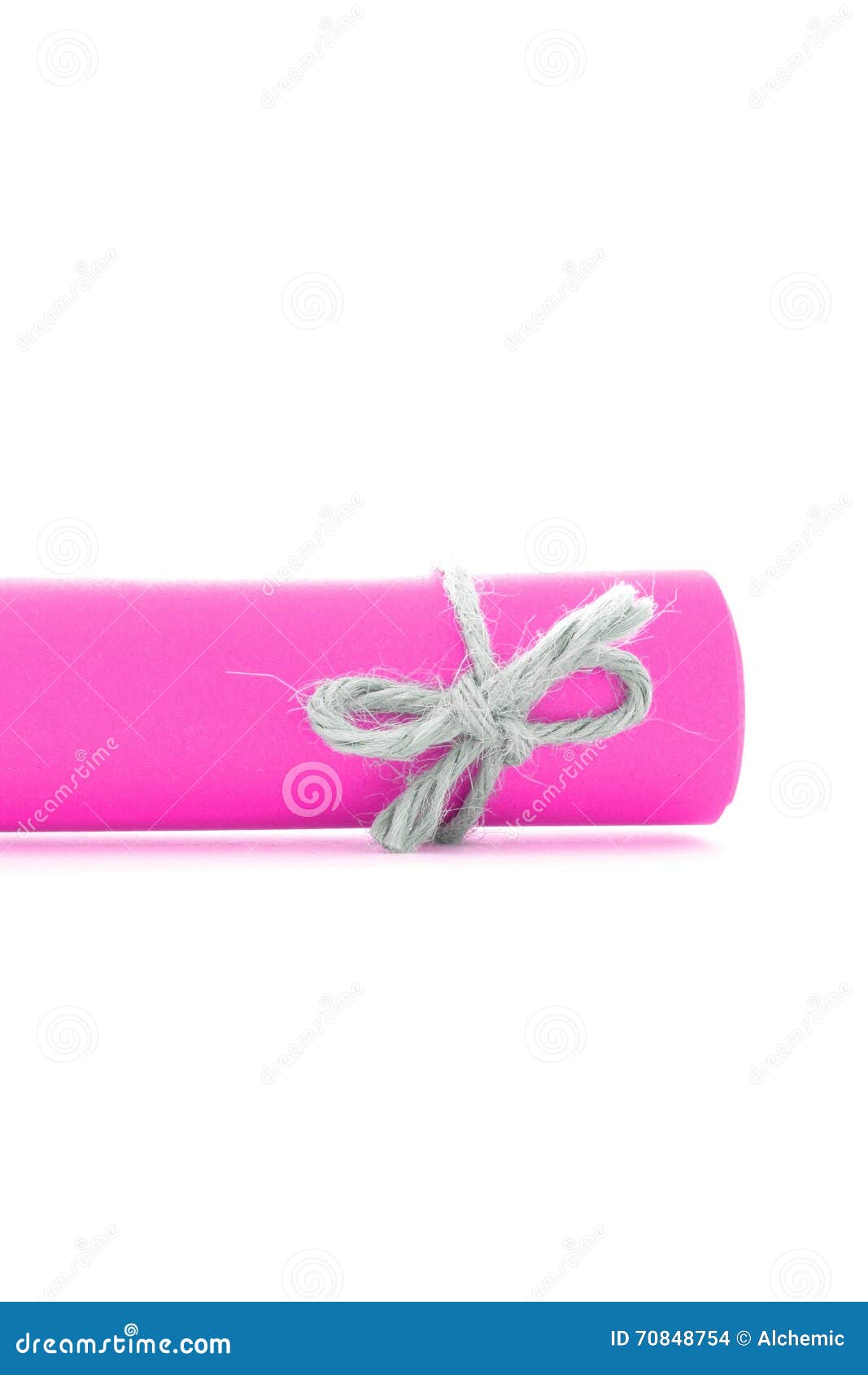 Handmade Natural String Knot Tied on Pink Paper Scroll Isolated Stock ...