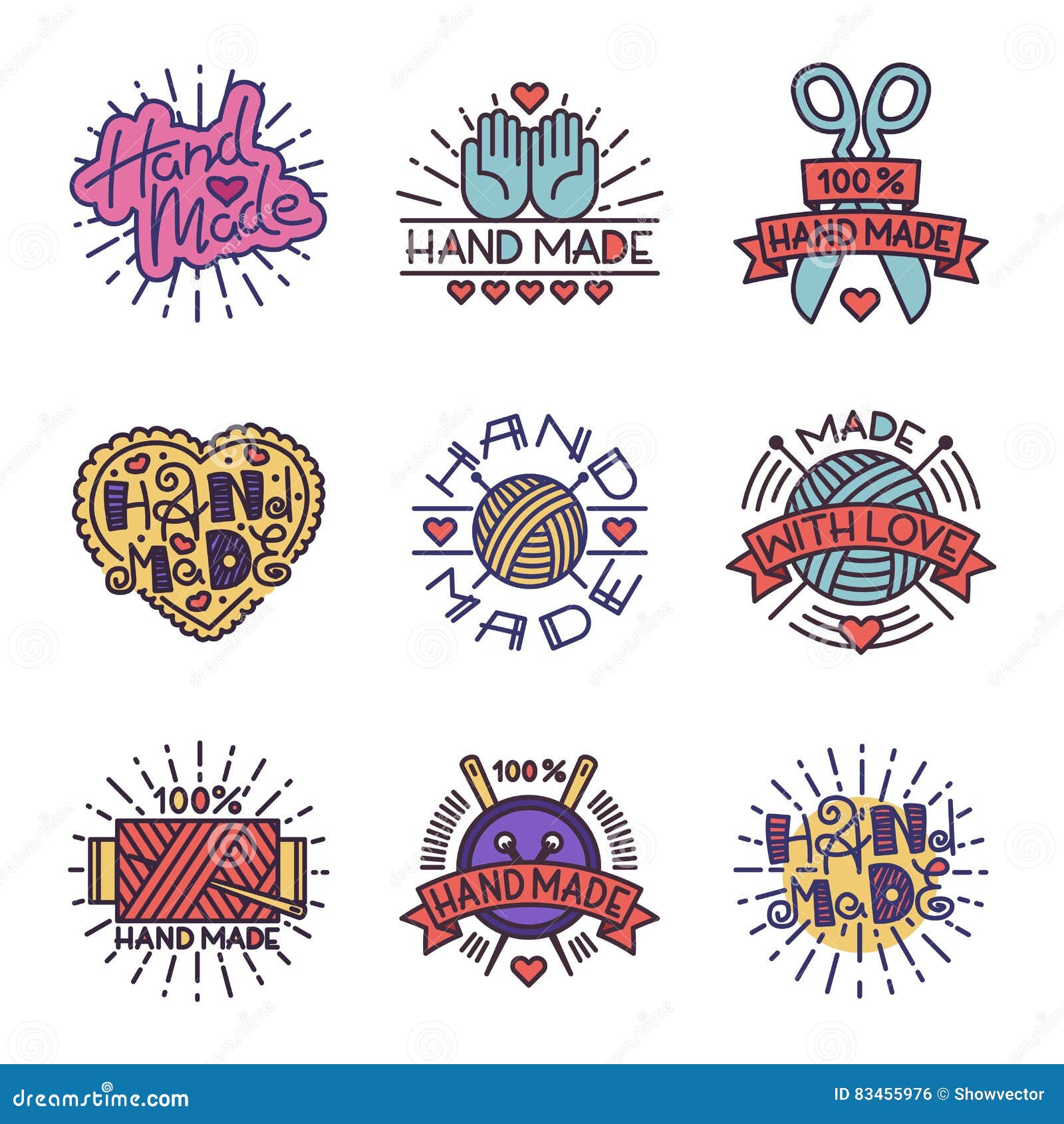 Handmade Needlework Badge Logo Vector Stock Vector - Illustration of ...