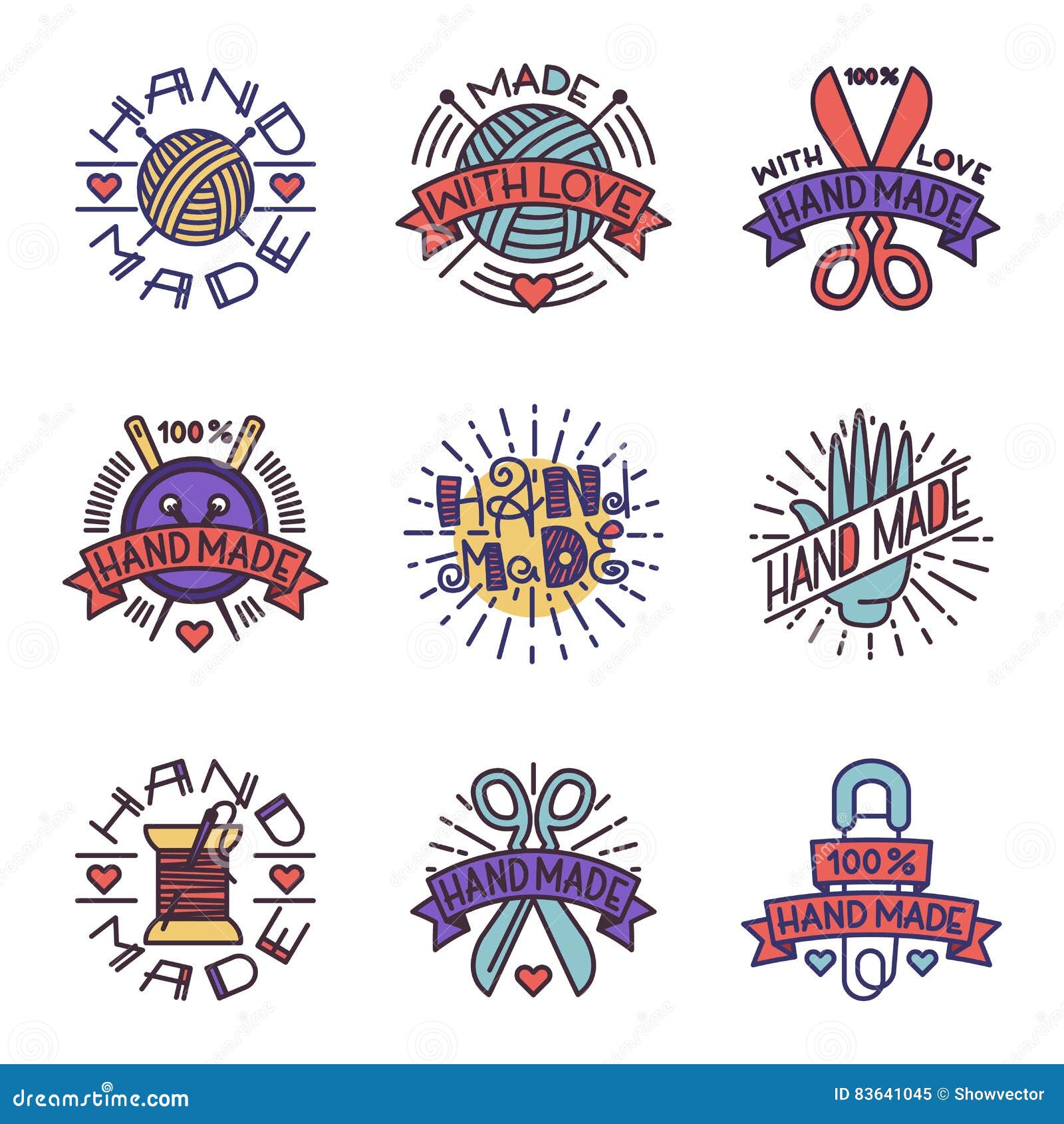 Handmade Needlework Badge Logo Vector Stock Vector - Illustration of ...