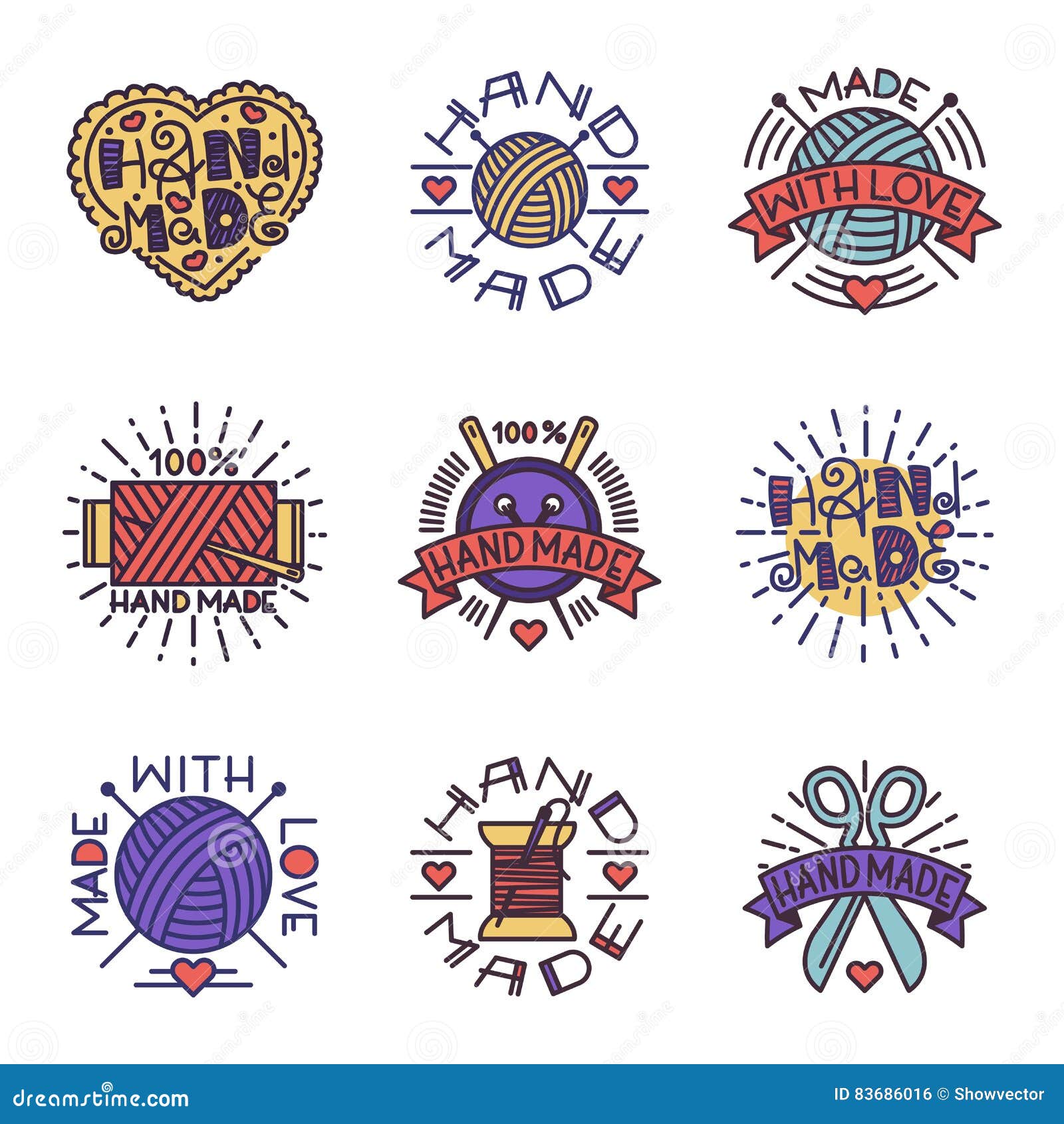 Handmade Needlework Badge Logo Vector Stock Vector - Illustration of ...