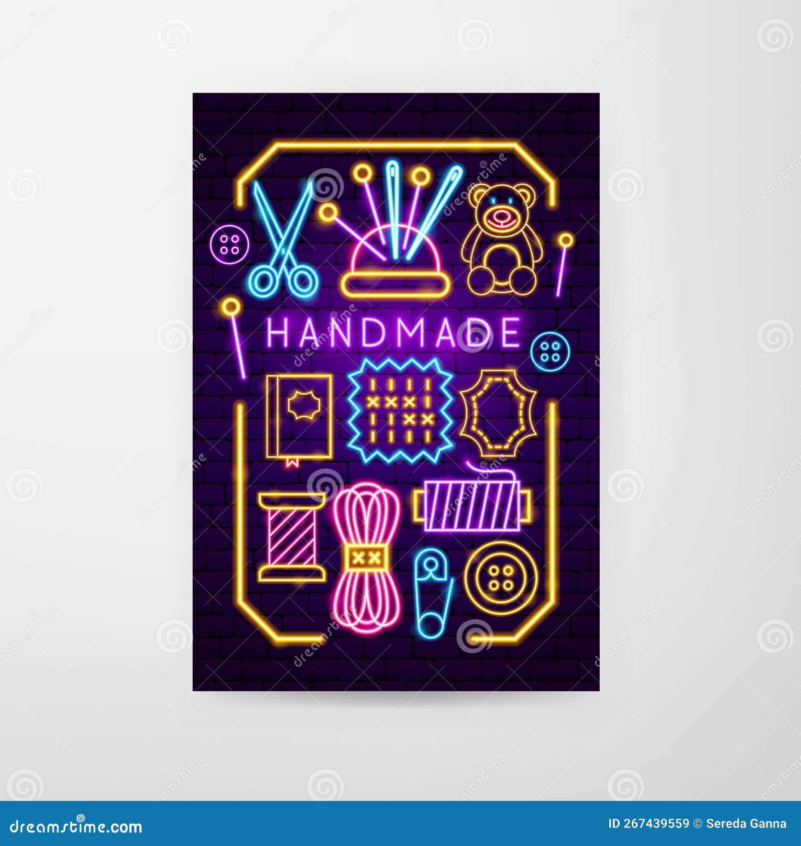 Handmade Neon Flyer stock vector. Illustration of scrapbook - 267439559