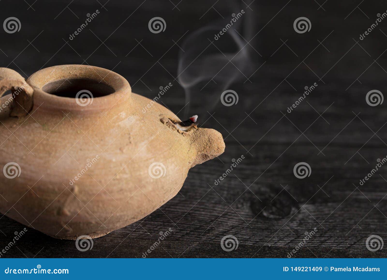 A Handmade Oil Lamp with a Smoldering Wick Stock Image - Image of ...