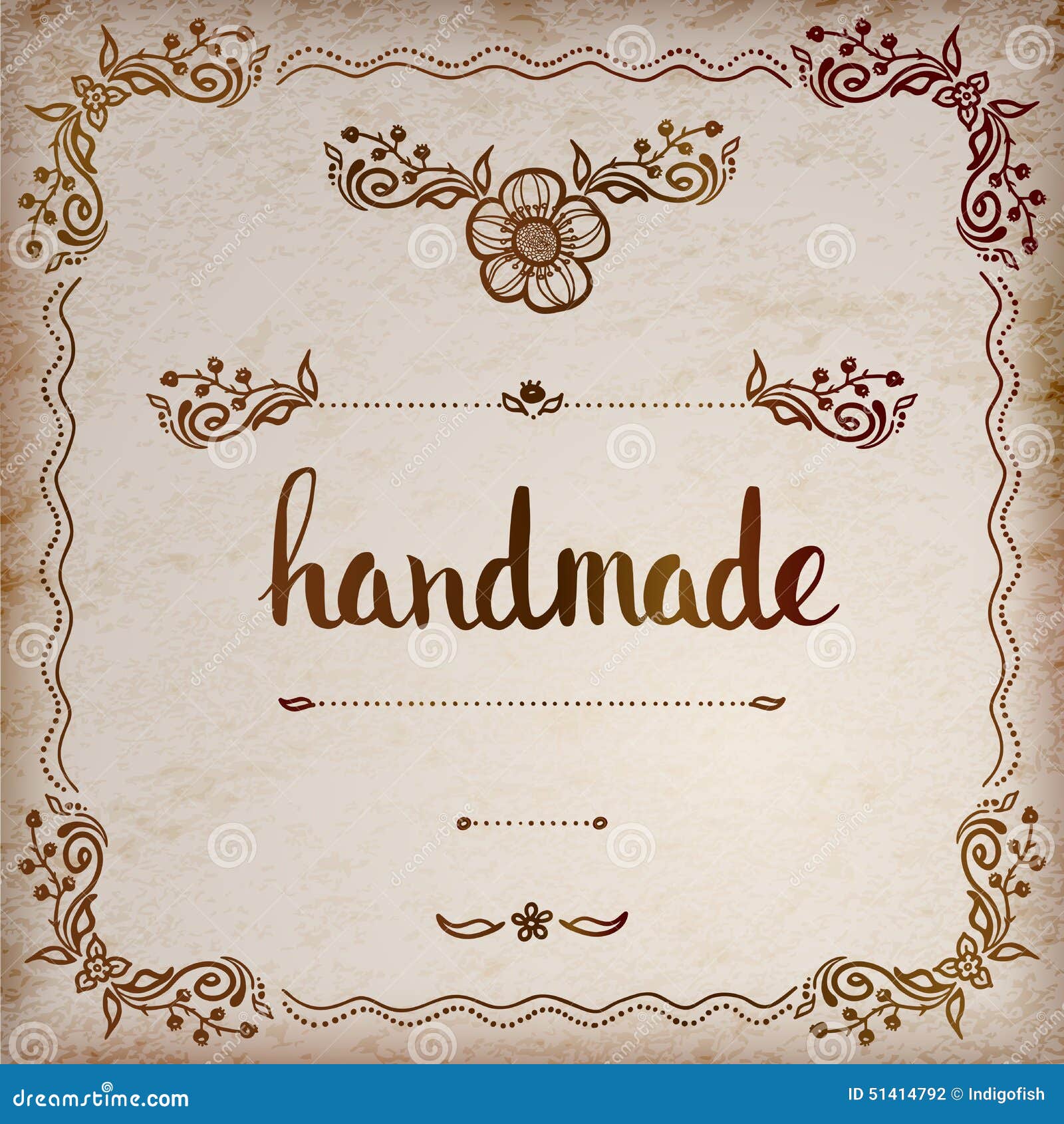 Handmade. Original Custom Hand Lettering. Vector Illustration ...