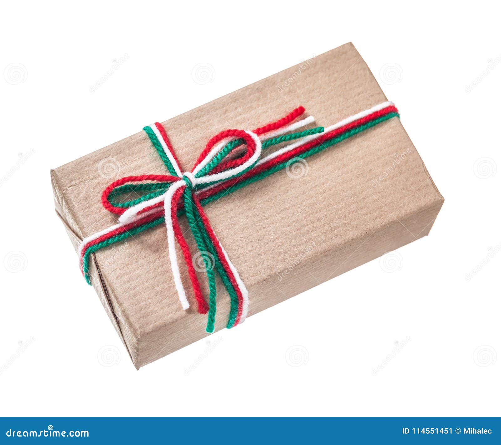 Handmade Packed Gift Box Isolated on White Front View Stock Image ...