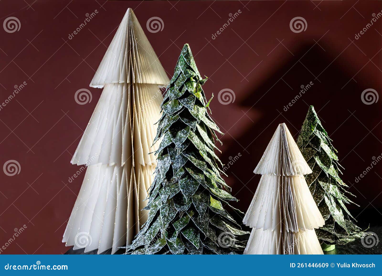 Handmade Paper Christmas Trees on the Table. Stock Image - Image of ...