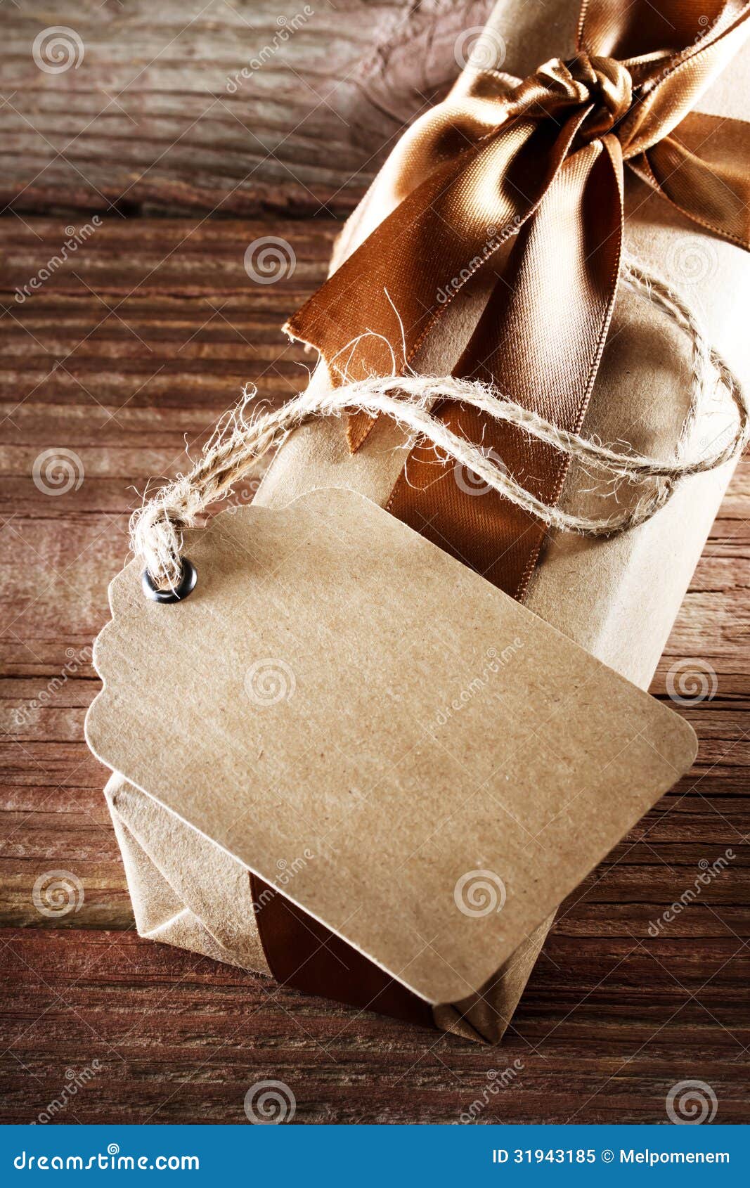 Handmade Paper Tag with Gift Box Stock Image - Image of rustic ...