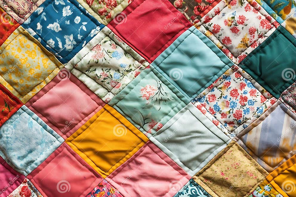 Handmade Patchwork Quilt As Background Geometrical Pattern Stock Photo - Image of cloth, craft ...