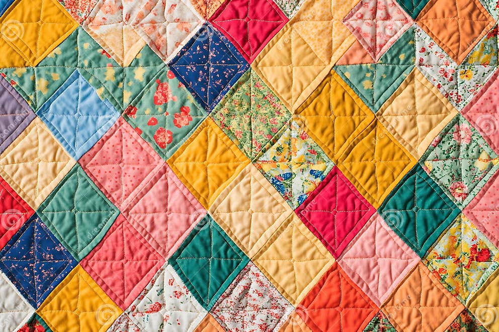 Handmade Patchwork Quilt As Background Geometrical Pattern Stock Photo - Image of wallpaper ...