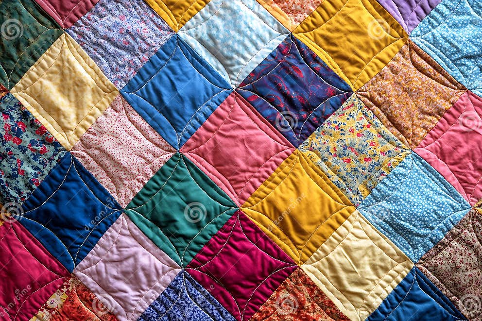 Handmade Patchwork Quilt As Background Geometrical Pattern Stock Image - Image of fashion ...