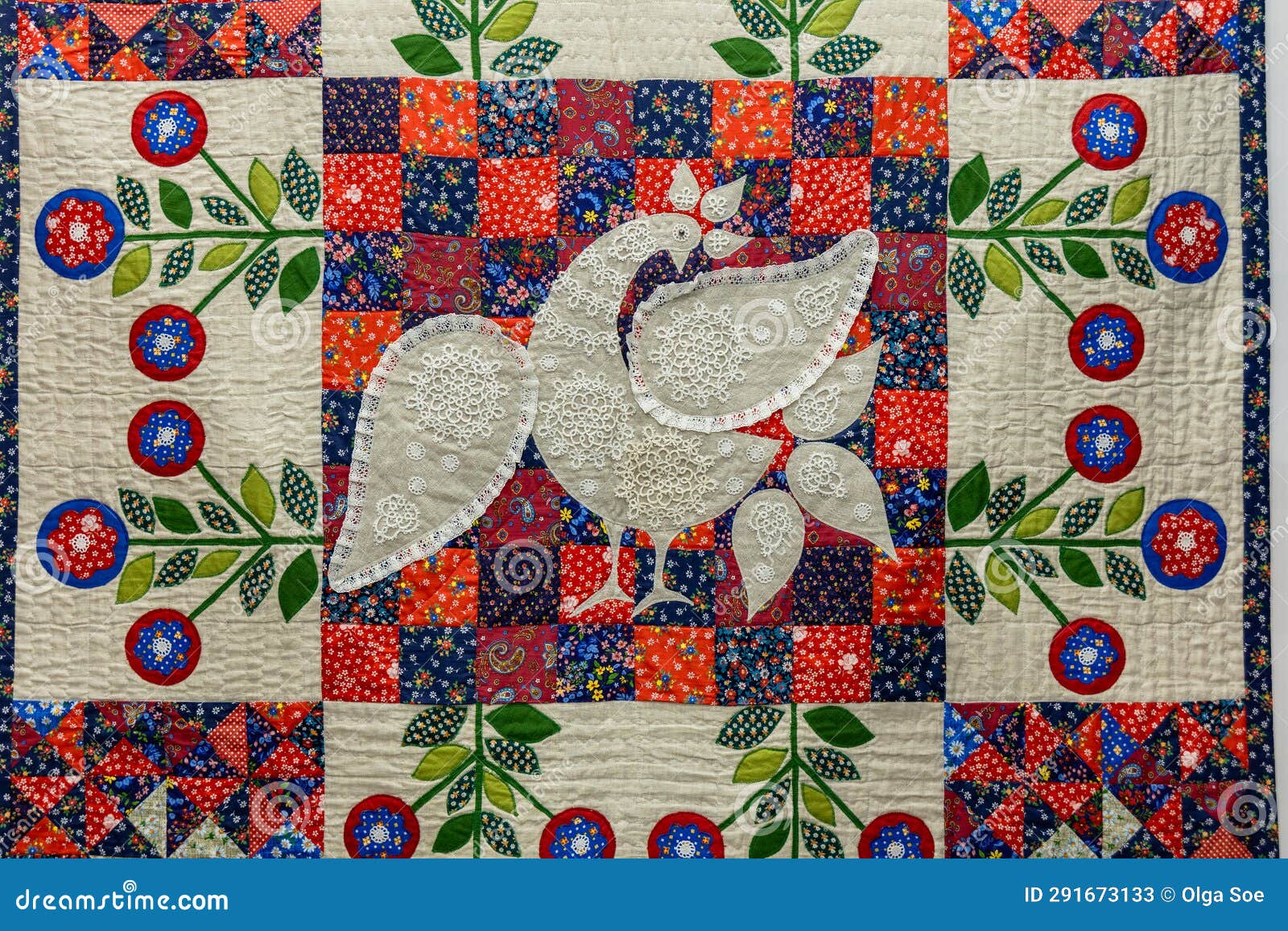 Handmade Patchwork Quilt Background with Colorful Rustic Ethnic Geometric Pattern Stock Image ...