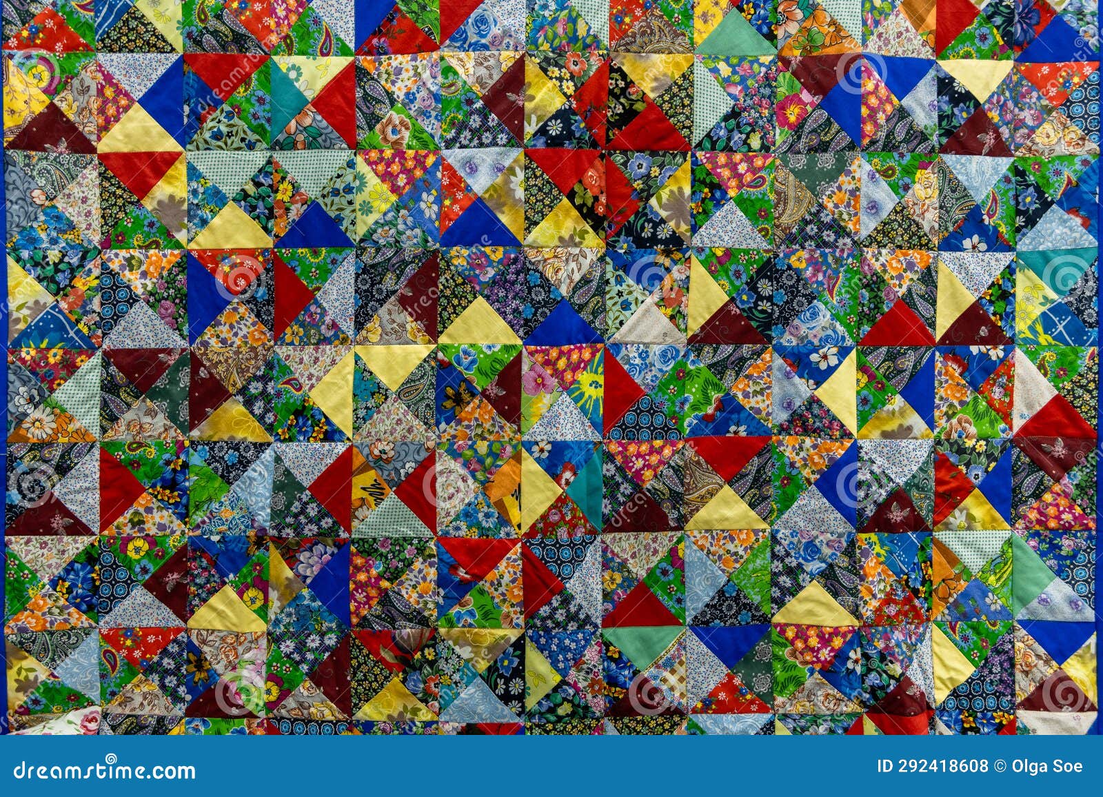 Handmade Patchwork Quilt Background with Colorful Rustic Ethnic ...