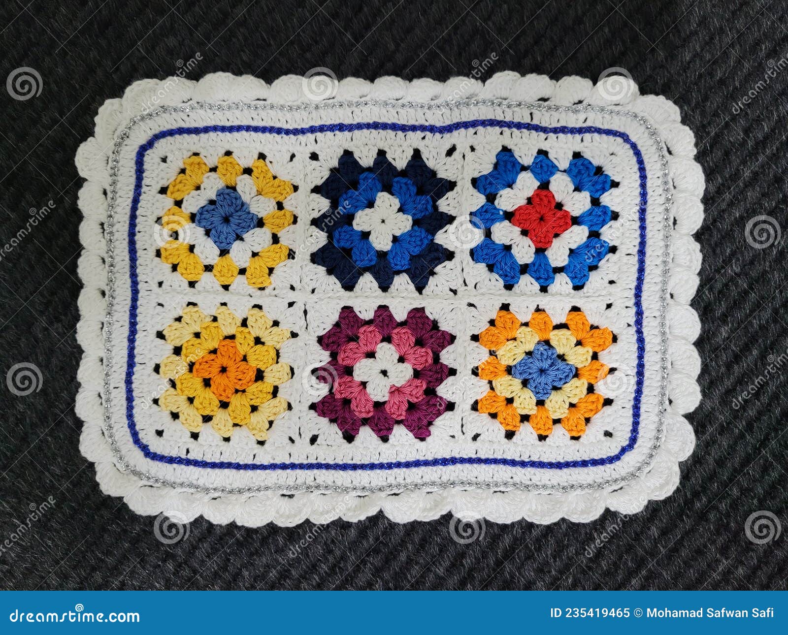 Handmade Pattern Crochet for Tray. Stock Image - Image of color ...