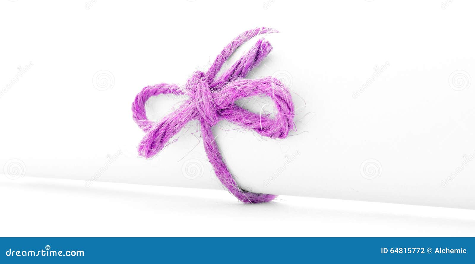 Handmade Pink Rope Bow Tied on White Message Roll Isolated Stock Photo ...