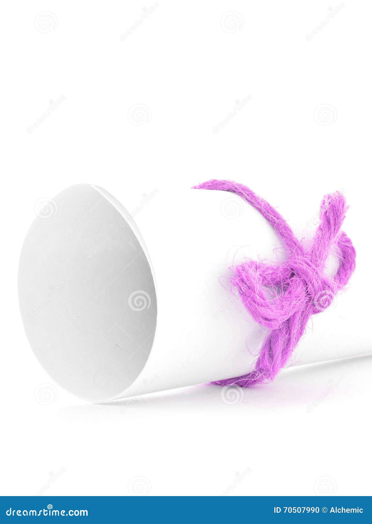 Handmade Pink String Node Tied on White Paper Package Isolated Stock ...
