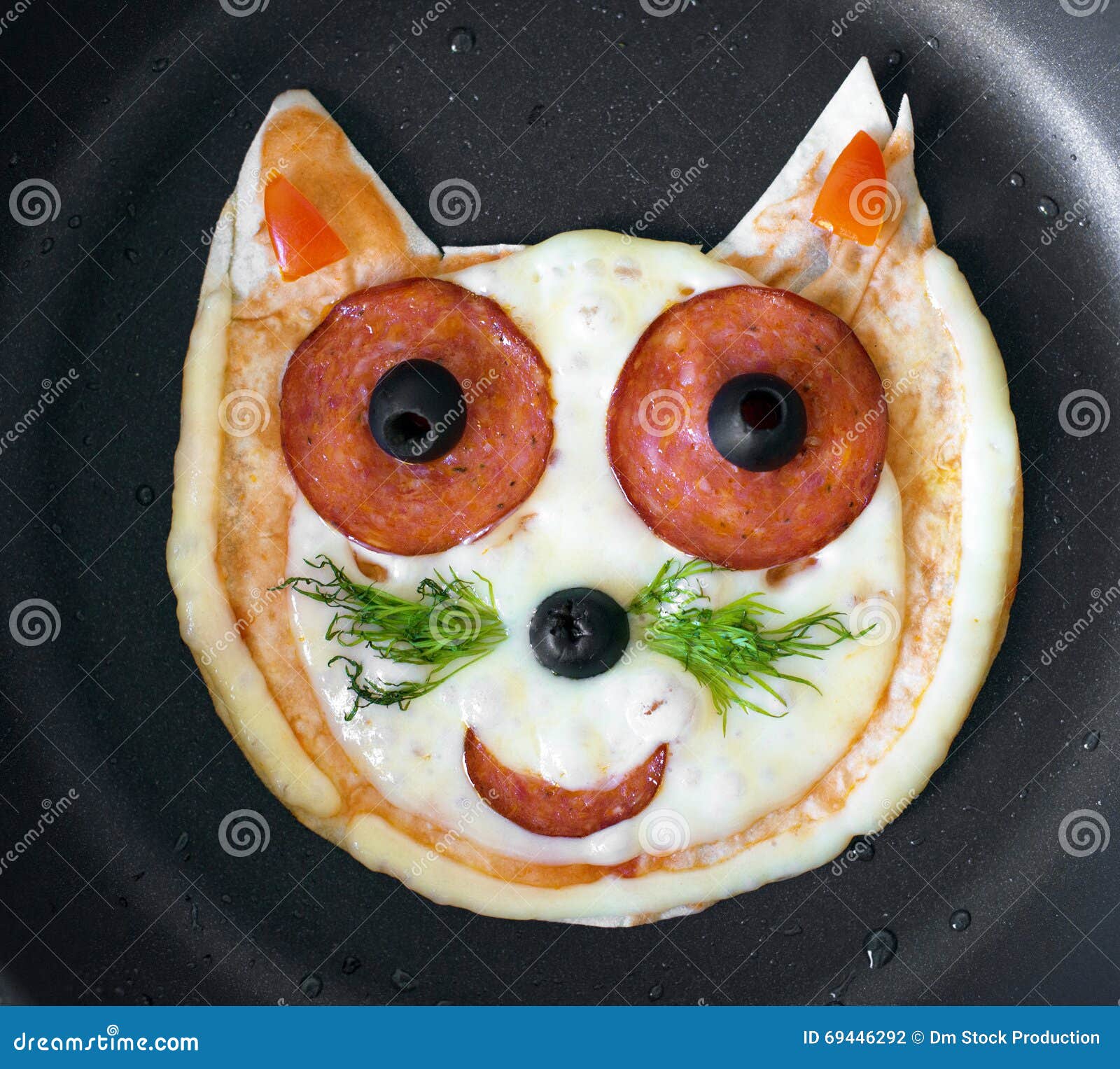 Handmade pizza. stock photo. Image of closeup, head, children - 69446292