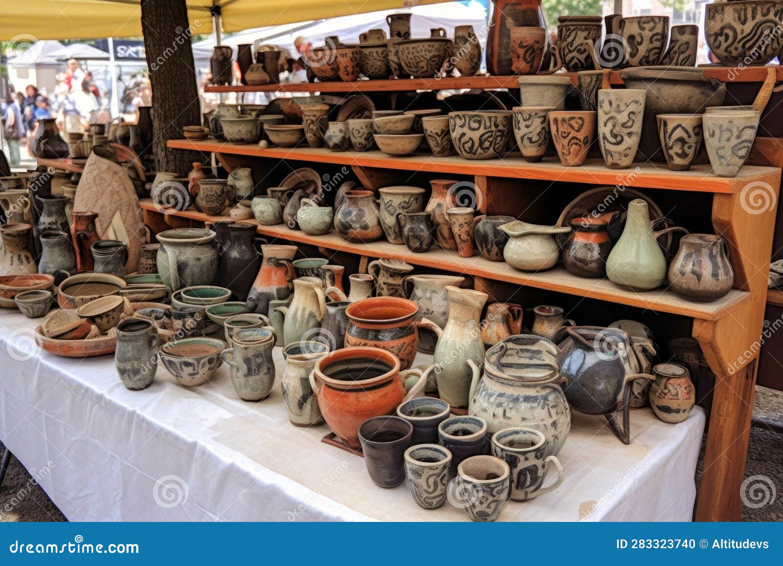 Handmade Pottery and Ceramics Displayed at a Market Stall Stock Photo ...