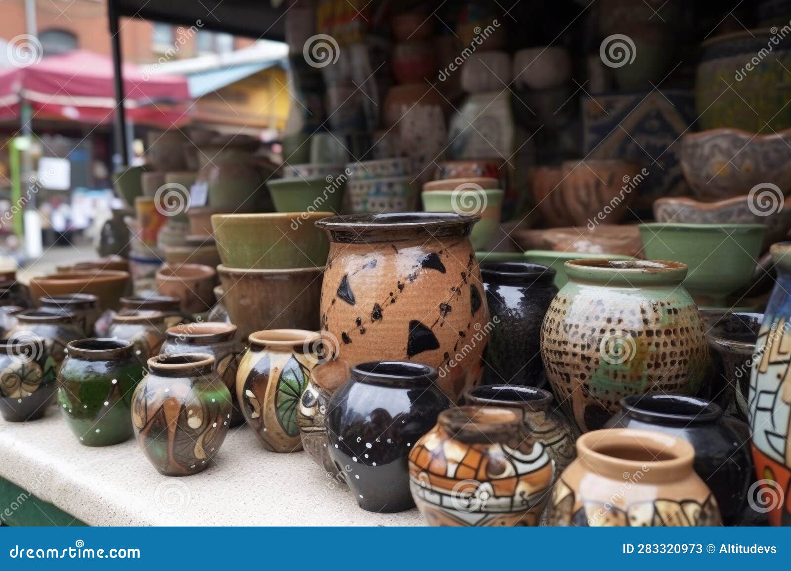 Handmade Pottery and Ceramics on a Market Stall Stock Image - Image of ...