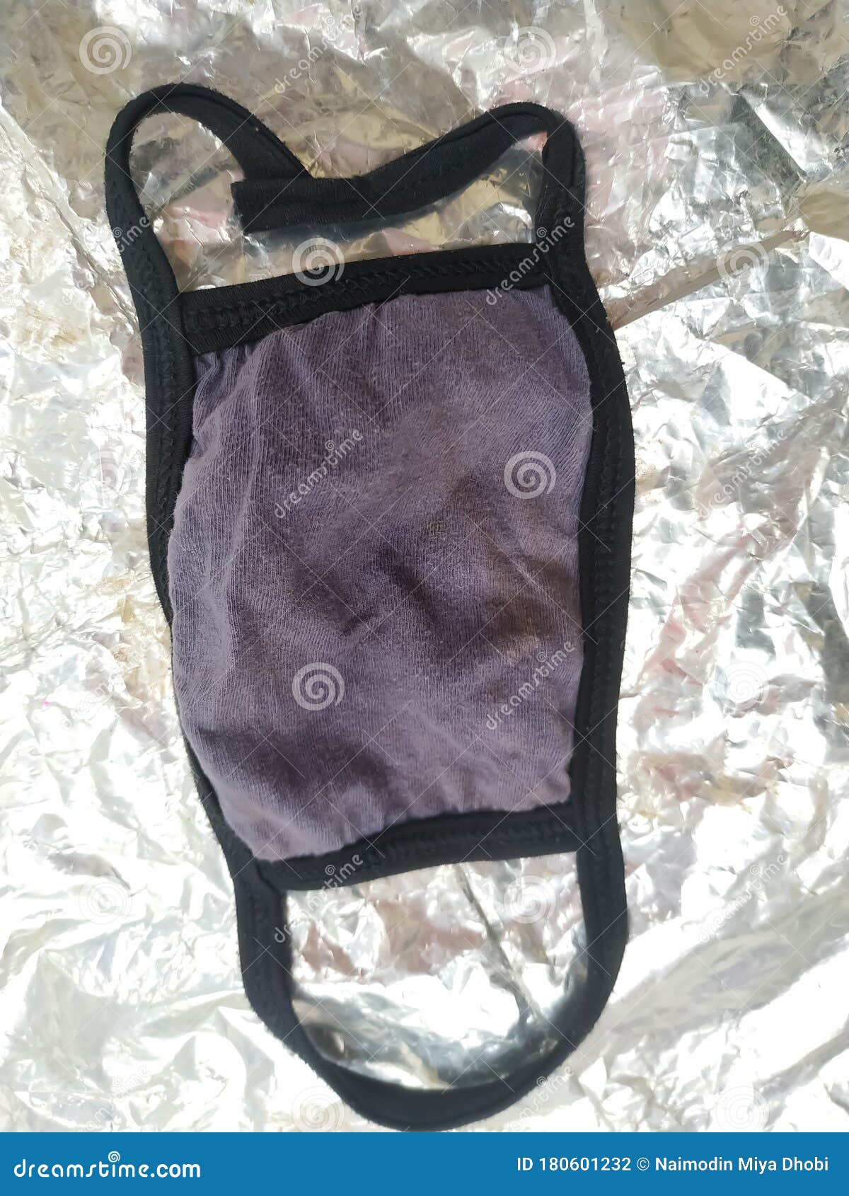 Handmade Protective Mask and Piece of Cloth on White Background. Stock ...