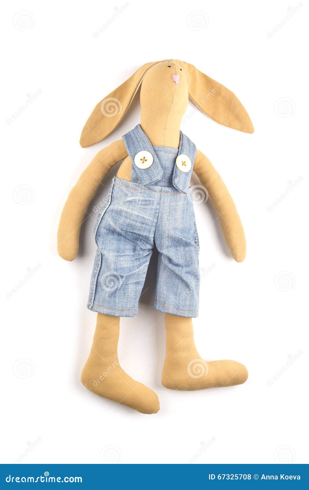 Handmade Rabbit Toy in a Jeans Clothes Stock Photo - Image of hands ...