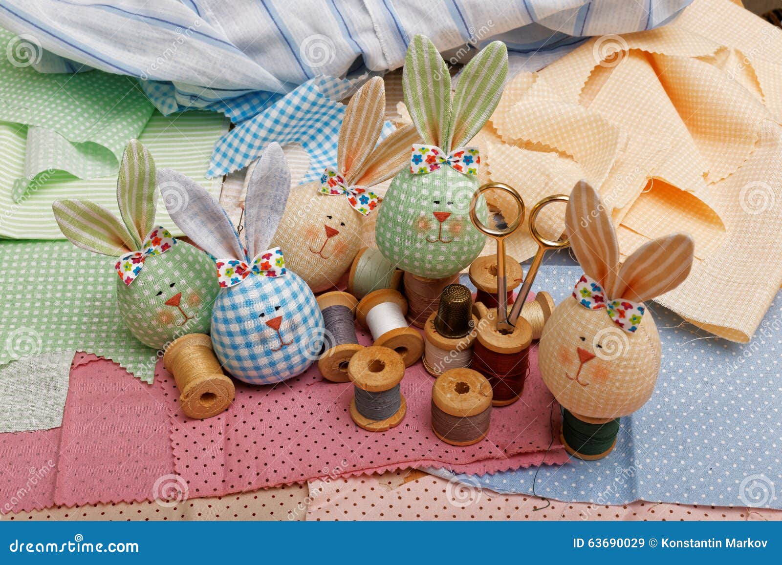 Handmade rabbits stock image. Image of textile, cloth - 63690029