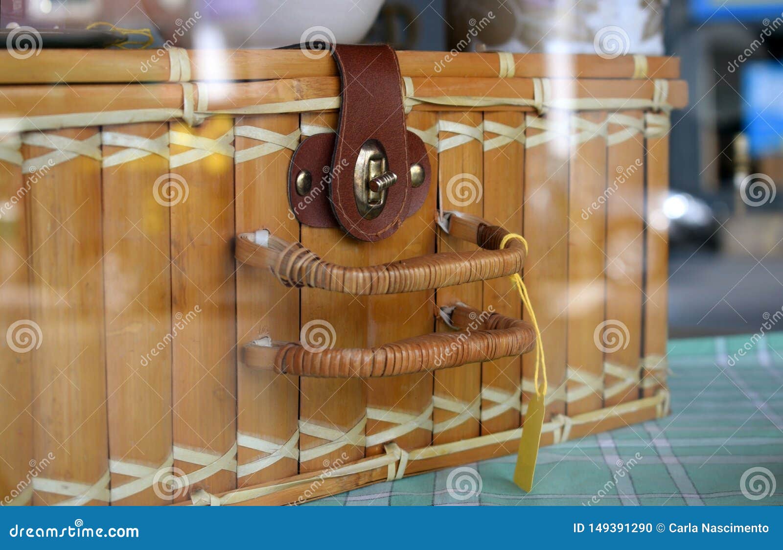 Handmade Rectangular Honey Rattan Wicker Storage Vintage Basket on ...