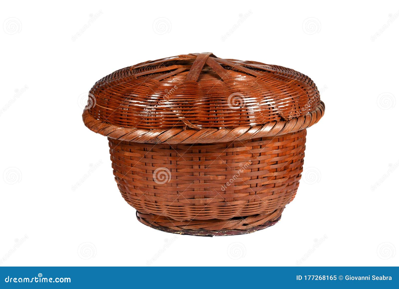 Handmade Reed Wicker Basket Isolated on White Background Stock Image ...