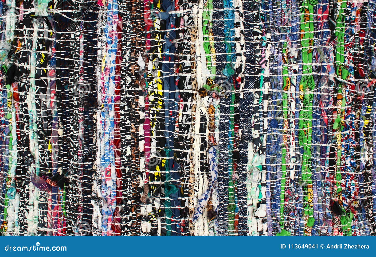 Handmade Rug Made of Colorful Cloth Scraps Stock Image - Image of ...