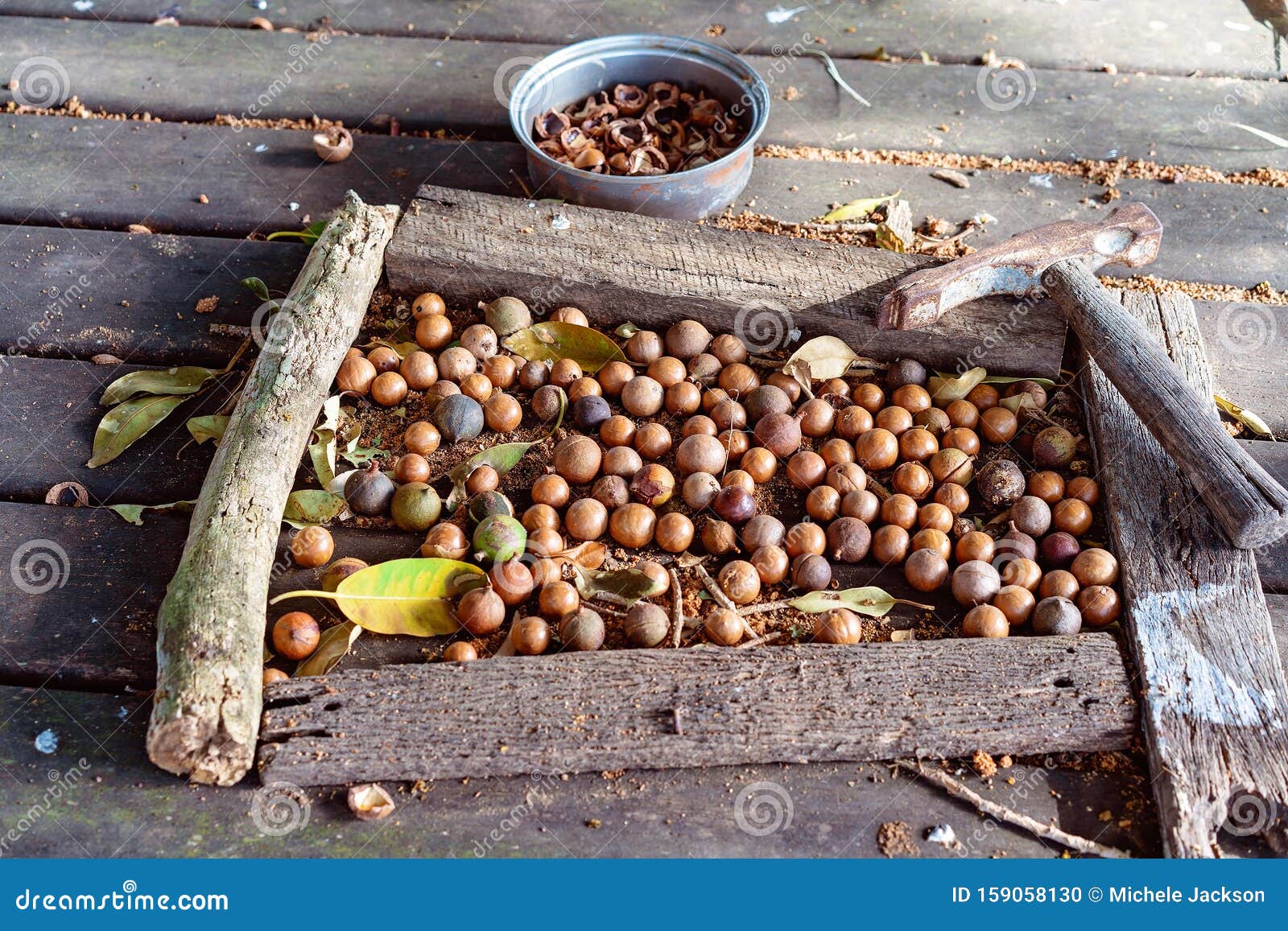 Handmade Rustic Frame Full of Macadamias Stock Photo - Image of hard ...