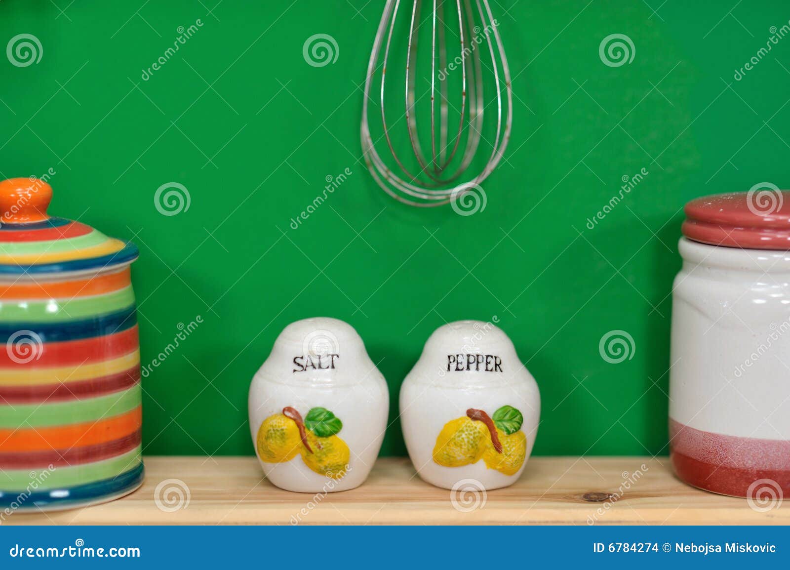 Handmade Salt and Pepper Containers Stock Photo - Image of green ...