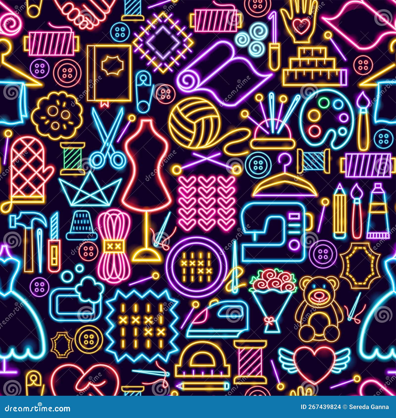 Handmade Seamless Neon Pattern Stock Vector - Illustration of texture ...